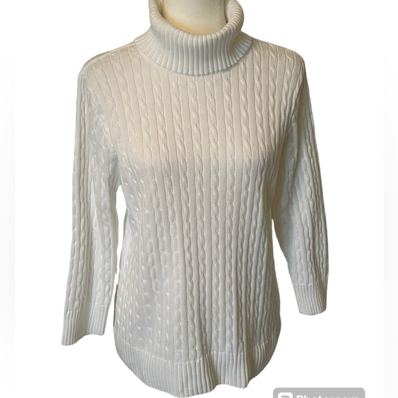 JEANNE PIERRE | Sweaters | Jeanne Pierre White Cable Knit Turtleneck ...